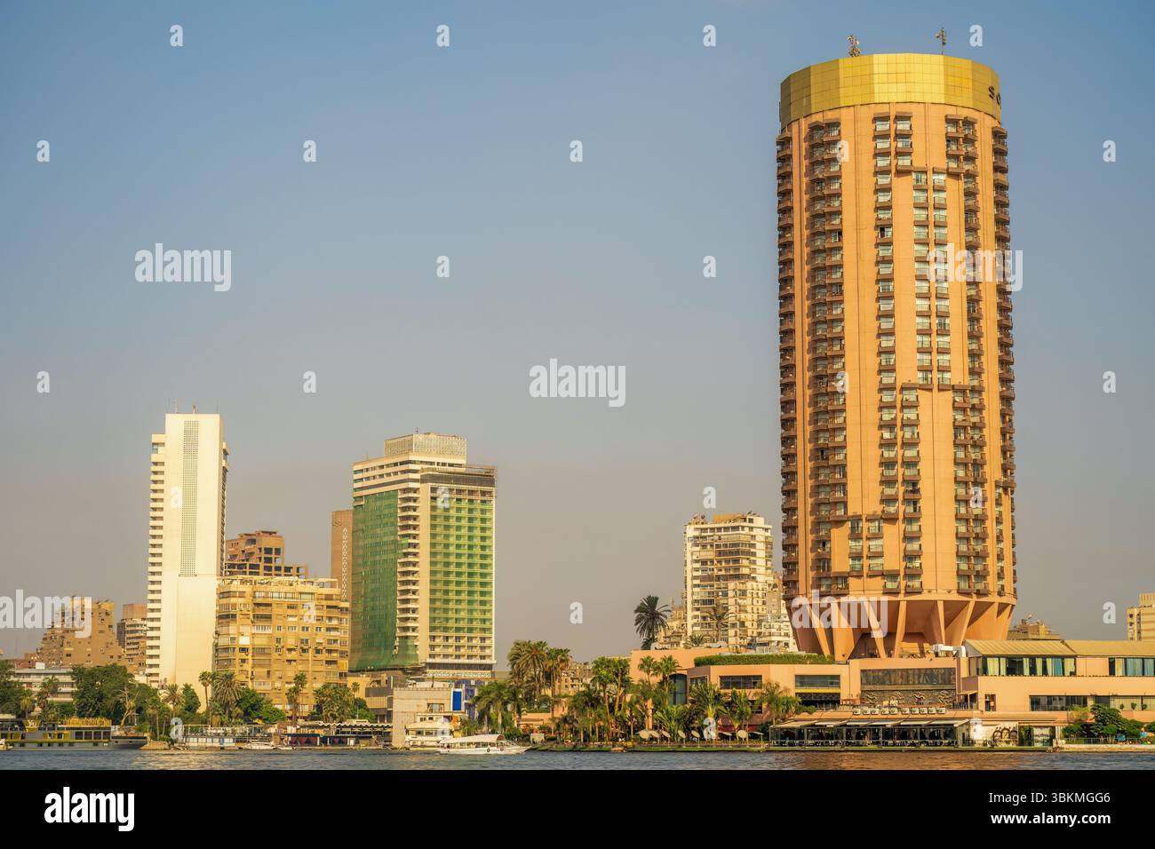 Modern Cairo skyline with luxury hotels and residential towers along ...