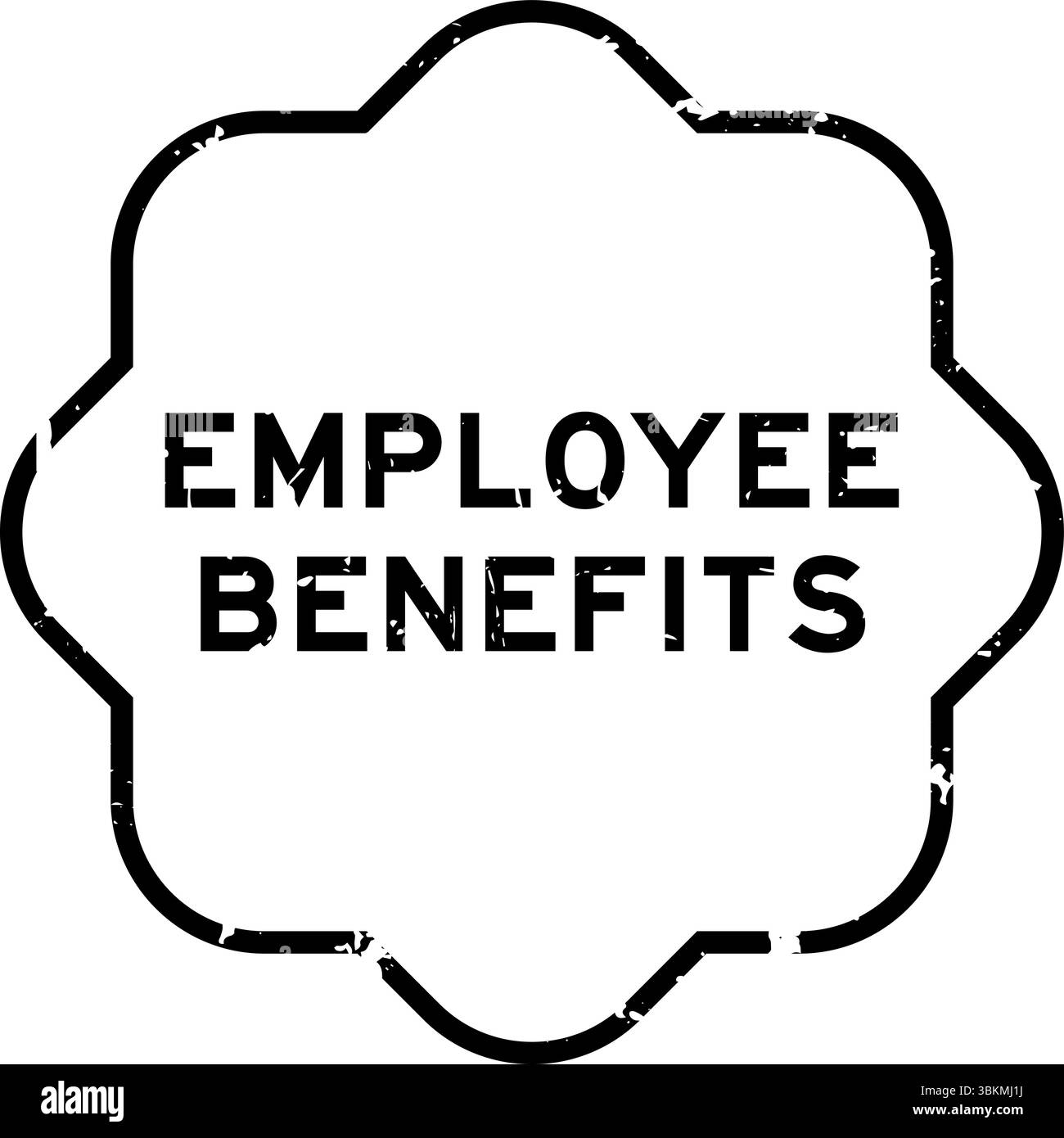 Grunge black employee benefits word square rubber seal stamp on white ...