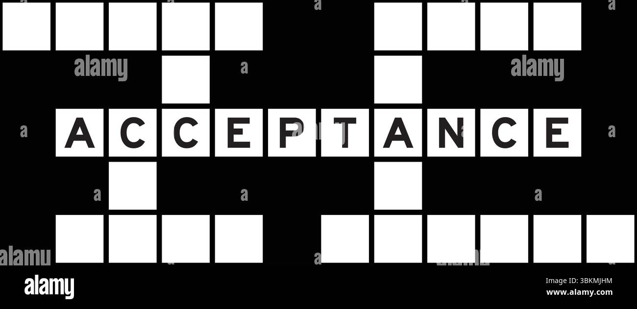 Alphabet letter in word acceptance on crossword puzzle background Stock ...