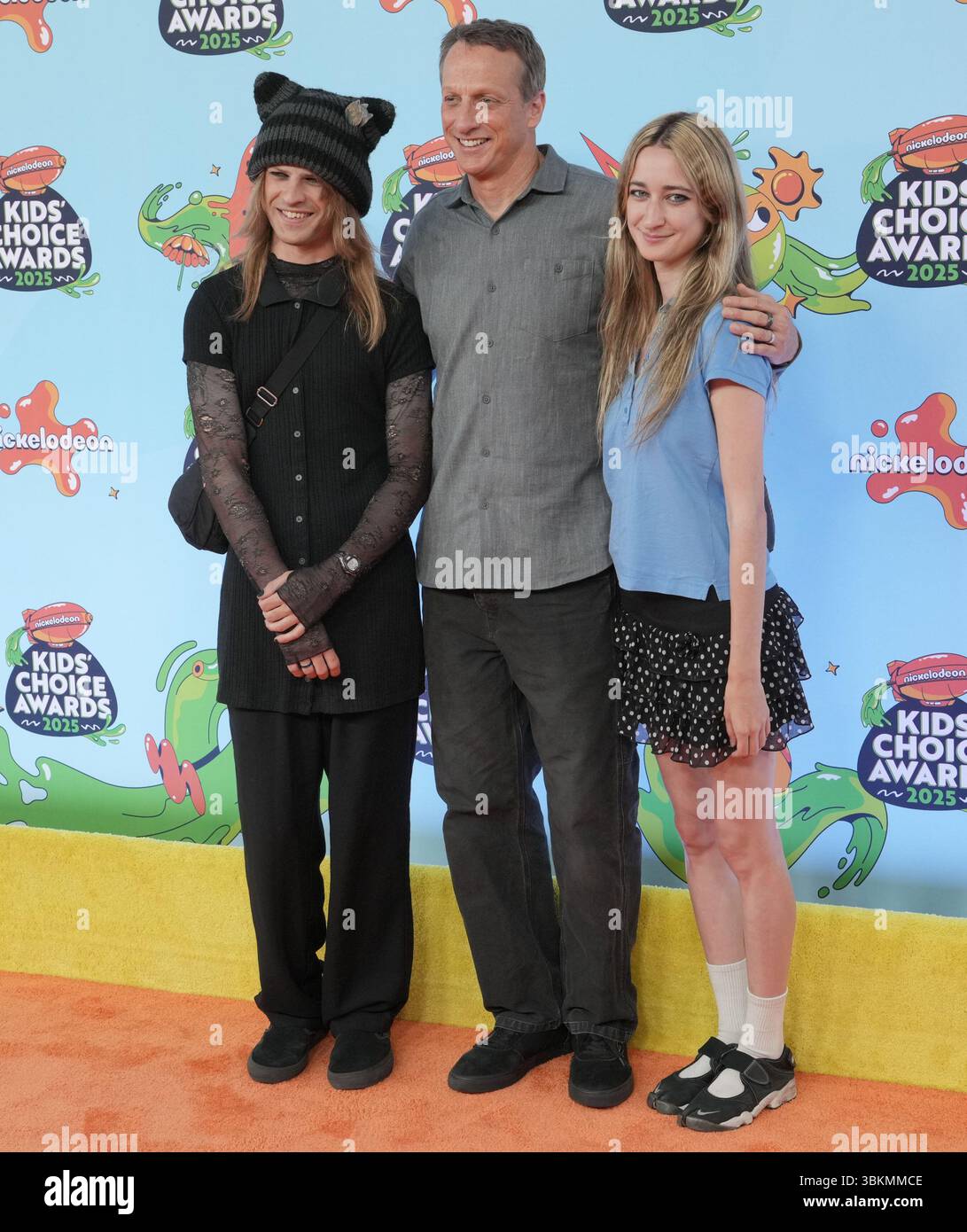 (L-R) Spencer Hawk, Tony Hawk and Abigail Manos at the Nickelodeon Kids ...