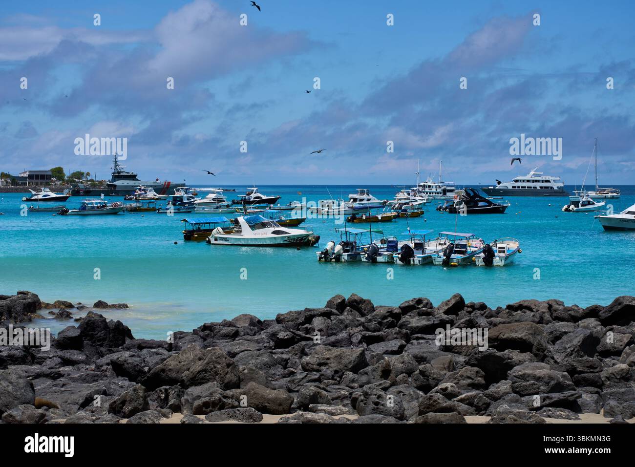 Boote im Hafen von Puerto Baquerizo Moreno, Isla San Cristóbal, Chatham ...