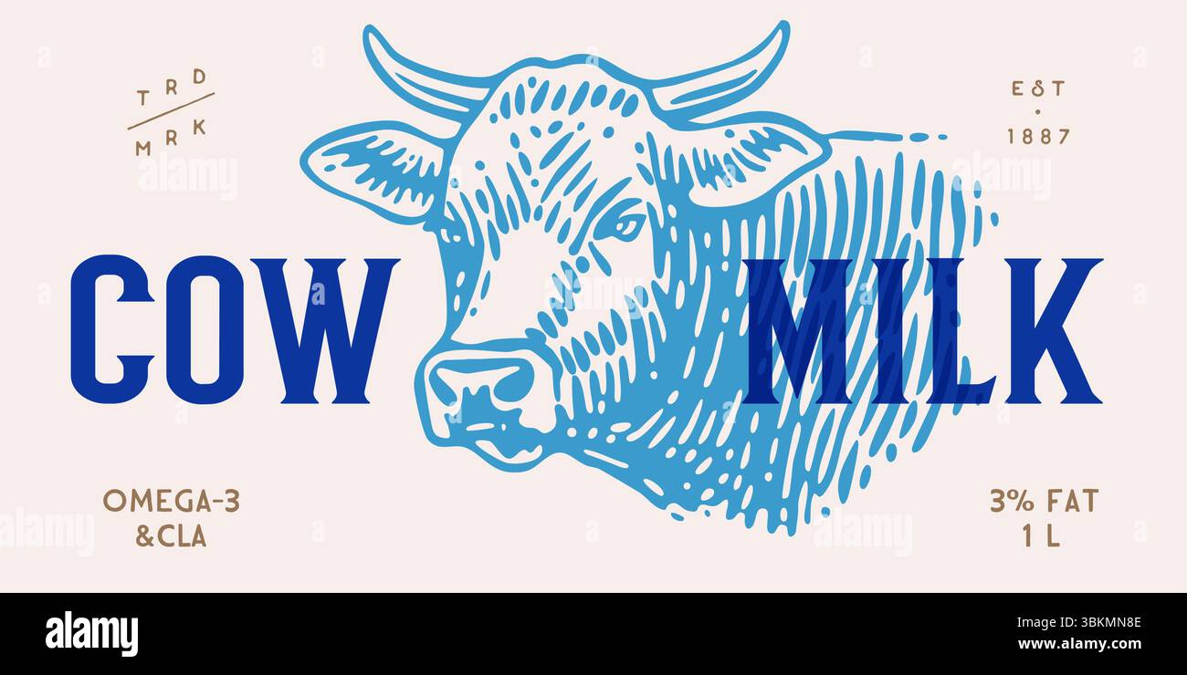 Cow, milk, dairy tag label. Template Stock Vector Image & Art - Alamy