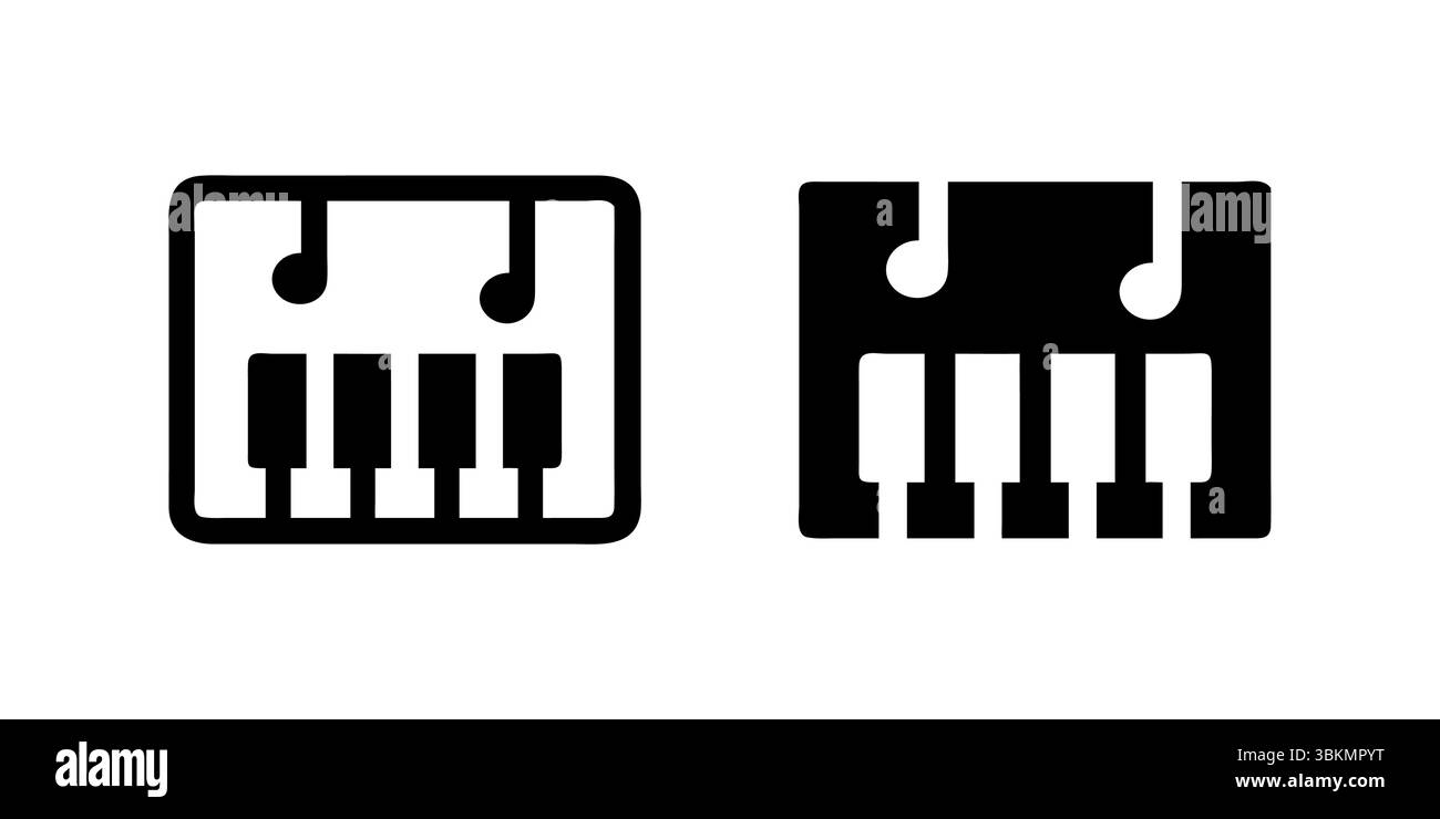 Stylish keyboard music instrument icon set representing pianos ...