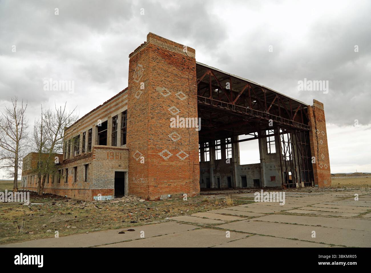 1981 dated airbase building in Mongolia built by the Russians Stock ...