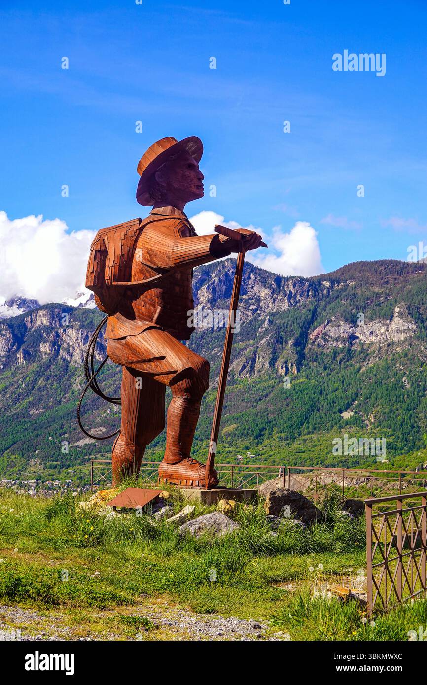 Iron statue of Edward Whymper, pioneering Alpinist, Briancon area ...