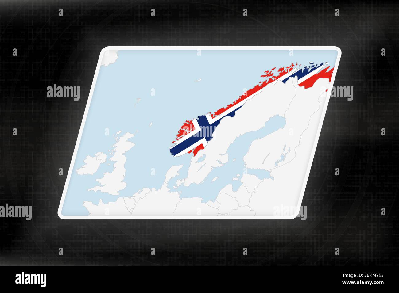 Norway Highlighted in Flag Colors on Geographic Map. Modern Map on a ...