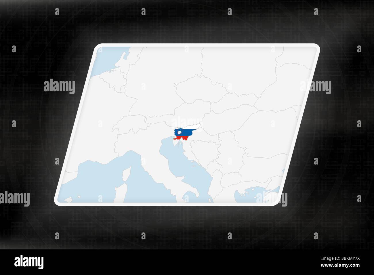 Slovenia Highlighted in Flag Colors on Geographic Map. Modern Map on a ...