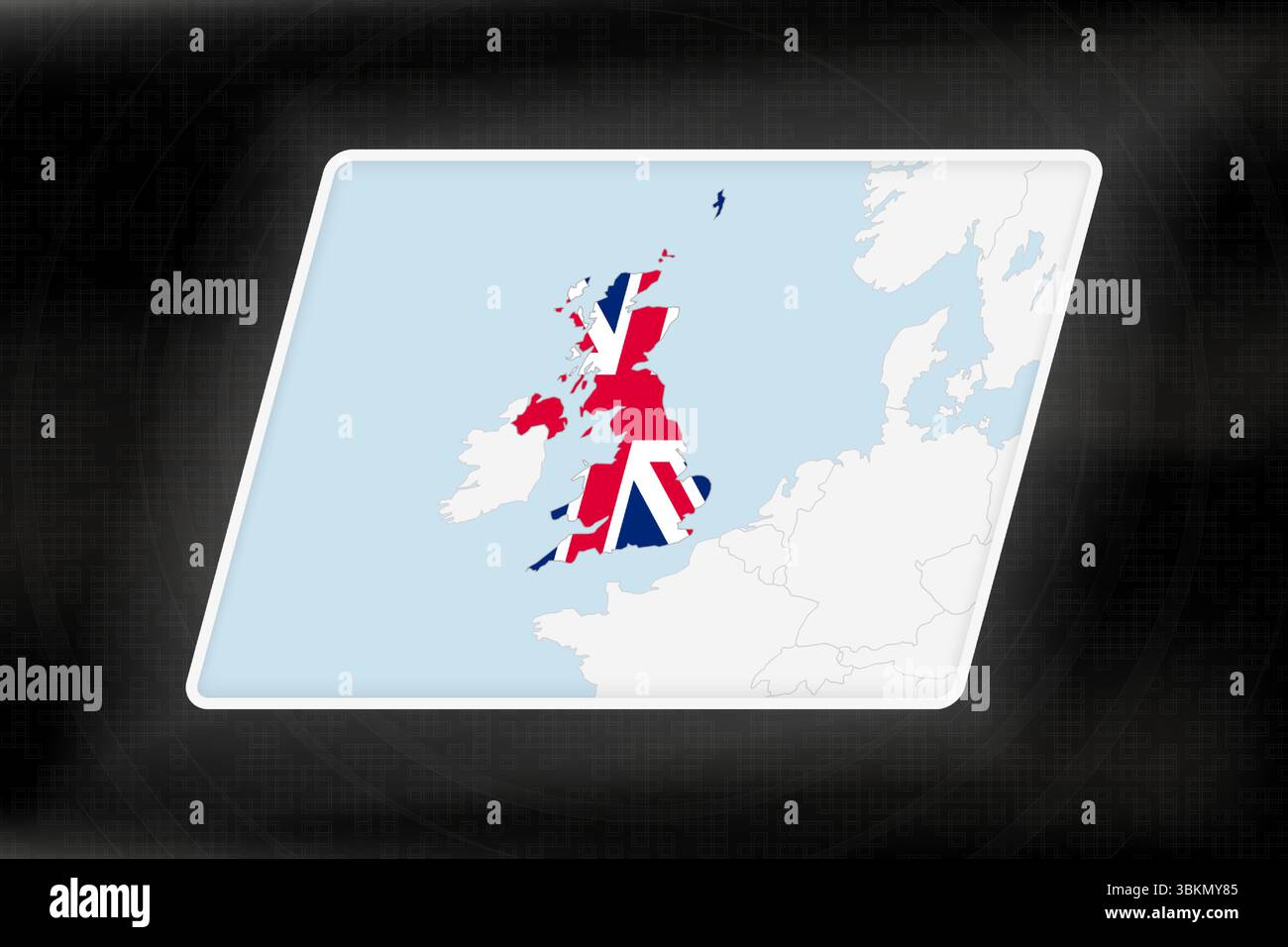 United Kingdom Highlighted in Flag Colors on Geographic Map. Modern Map ...