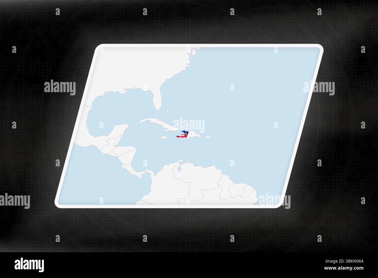 Haiti Highlighted in Flag Colors on Geographic Map. Modern Map on a ...