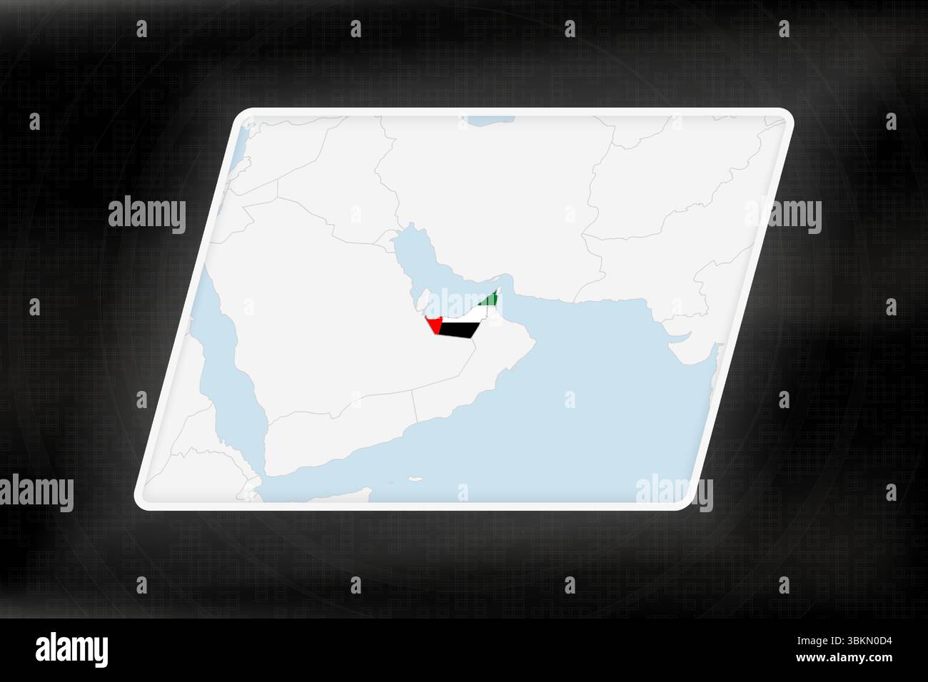United Arab Emirates Highlighted in Flag Colors on Geographic Map ...