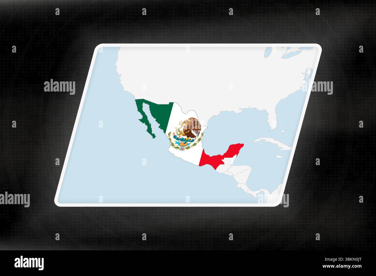 Mexico Highlighted in Flag Colors on Geographic Map. Modern Map on a ...