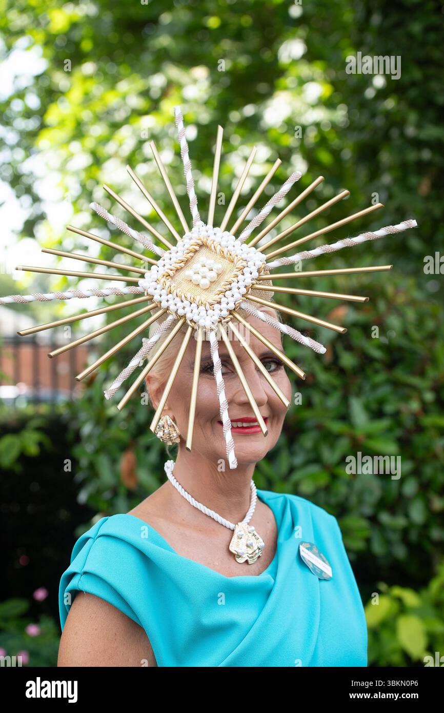 Ascot, Berkshire, UK. 21st June, 2025.Milliner Rachel Ellis Oates ...