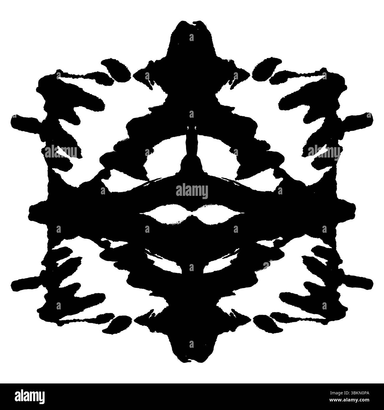 Rorschach black abstract splash. Ink symmetrical hand brushed design ...