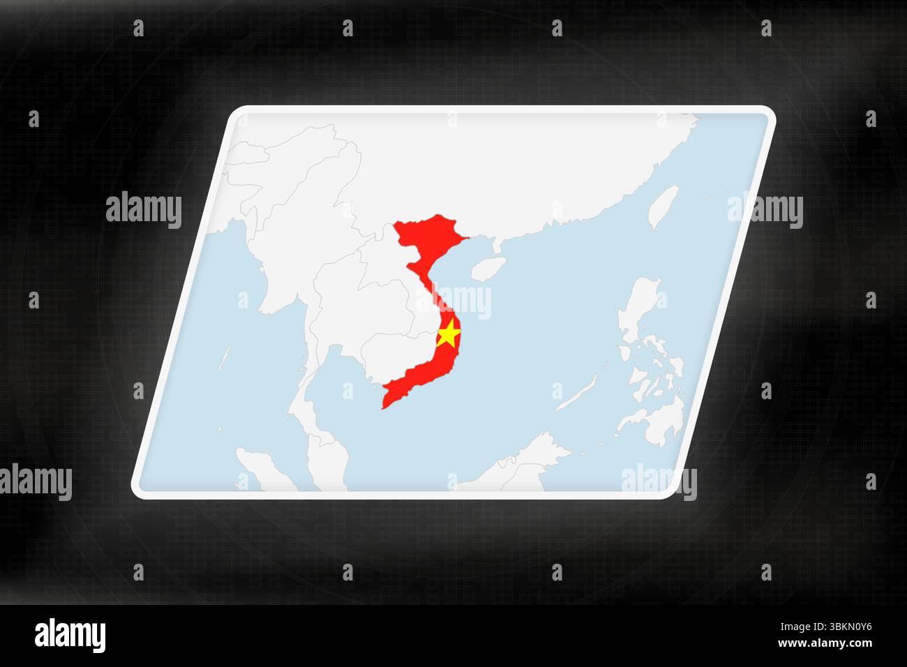Vietnam Highlighted in Flag Colors on Geographic Map. Modern Map on a ...