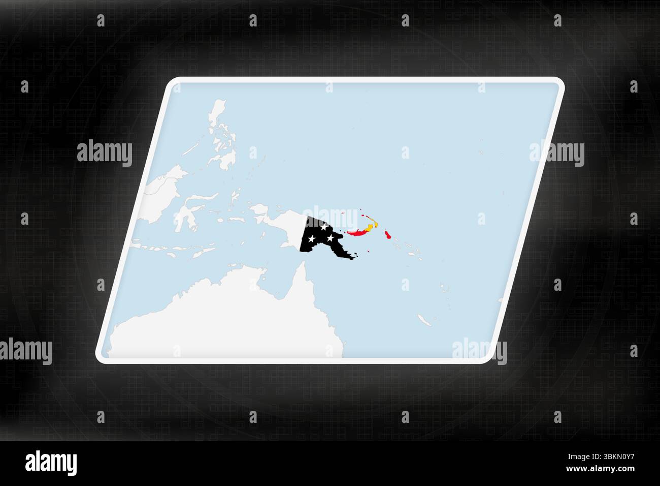 Papua New Guinea Highlighted in Flag Colors on Geographic Map. Modern ...