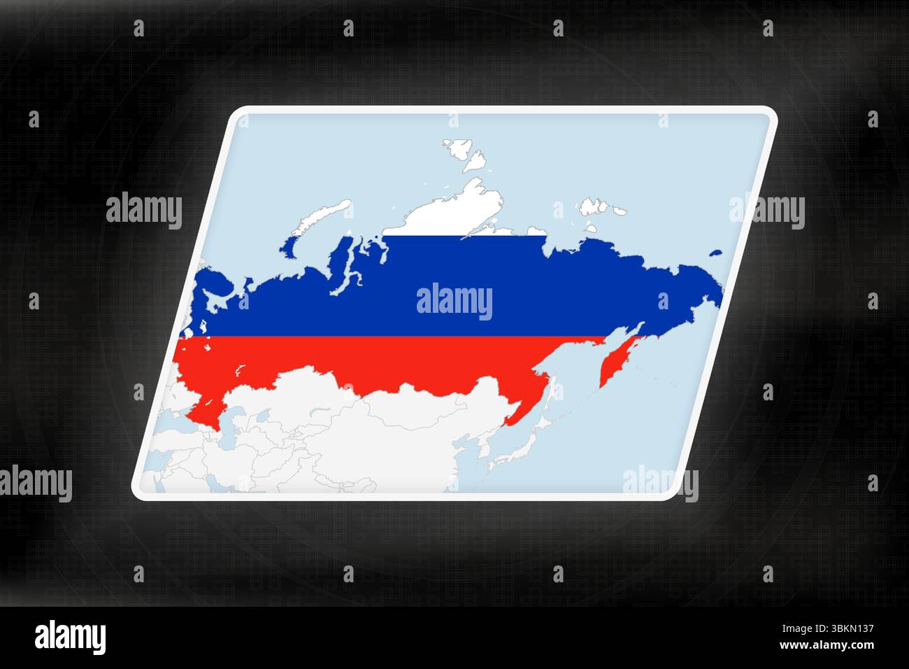 Russia Highlighted in Flag Colors on Geographic Map. Modern Map on a ...