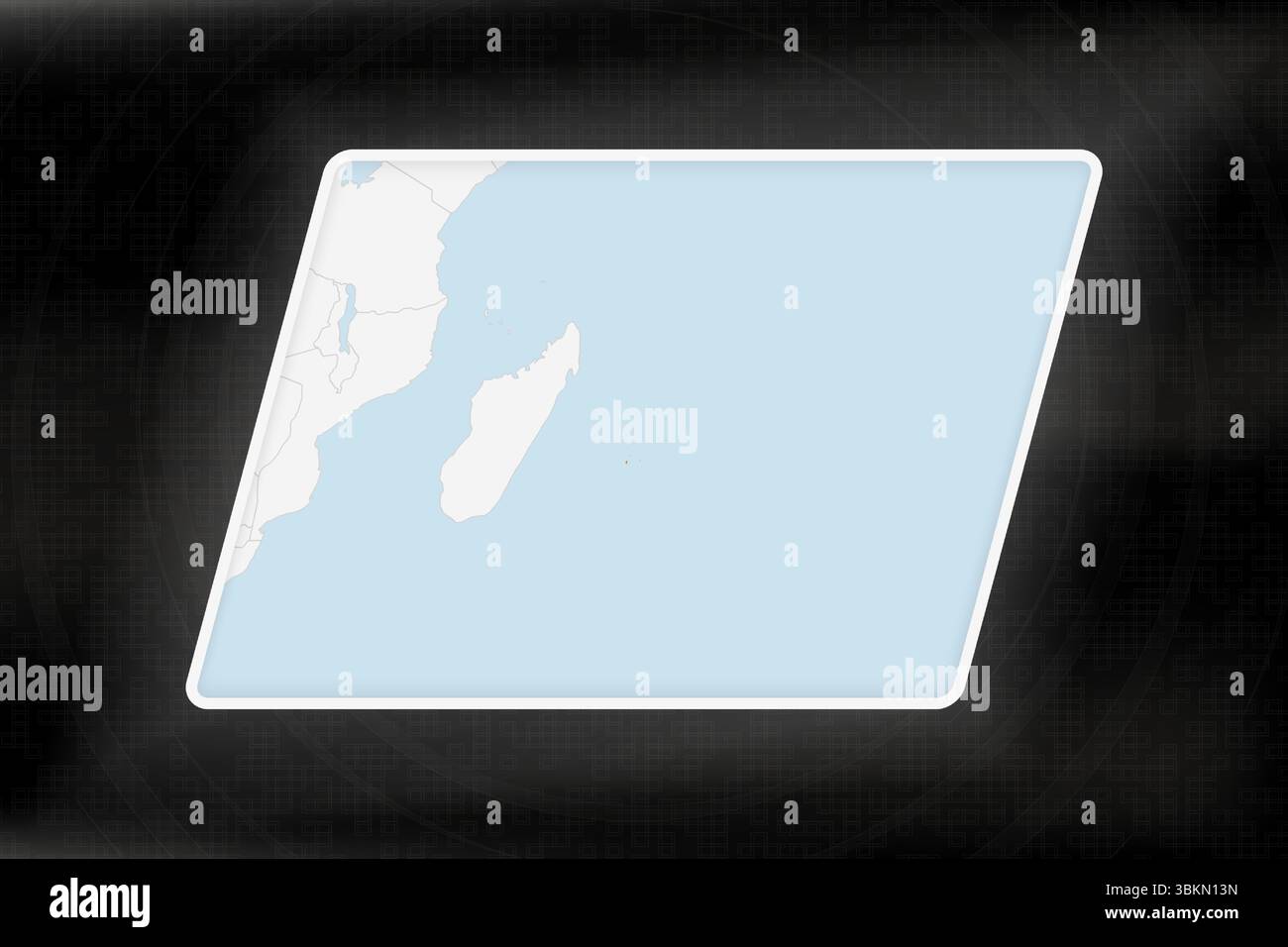 Mauritius Highlighted in Flag Colors on Geographic Map. Modern Map on a ...