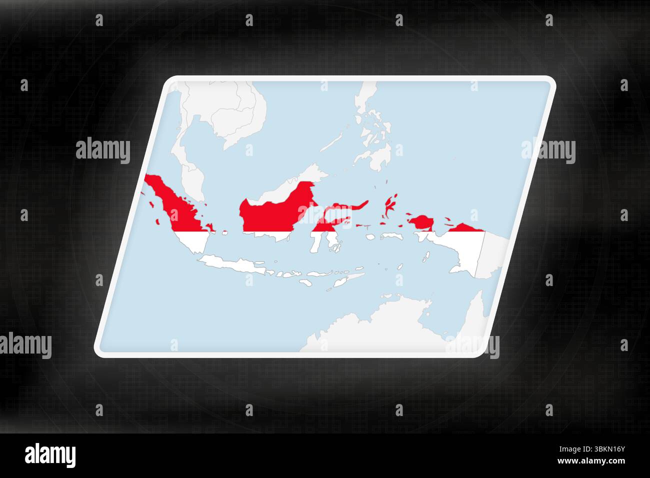 Indonesia Highlighted in Flag Colors on Geographic Map. Modern Map on a ...