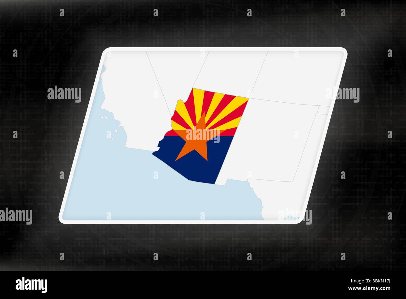 Arizona Highlighted in Flag Colors on Geographic Map. Modern Map on a ...