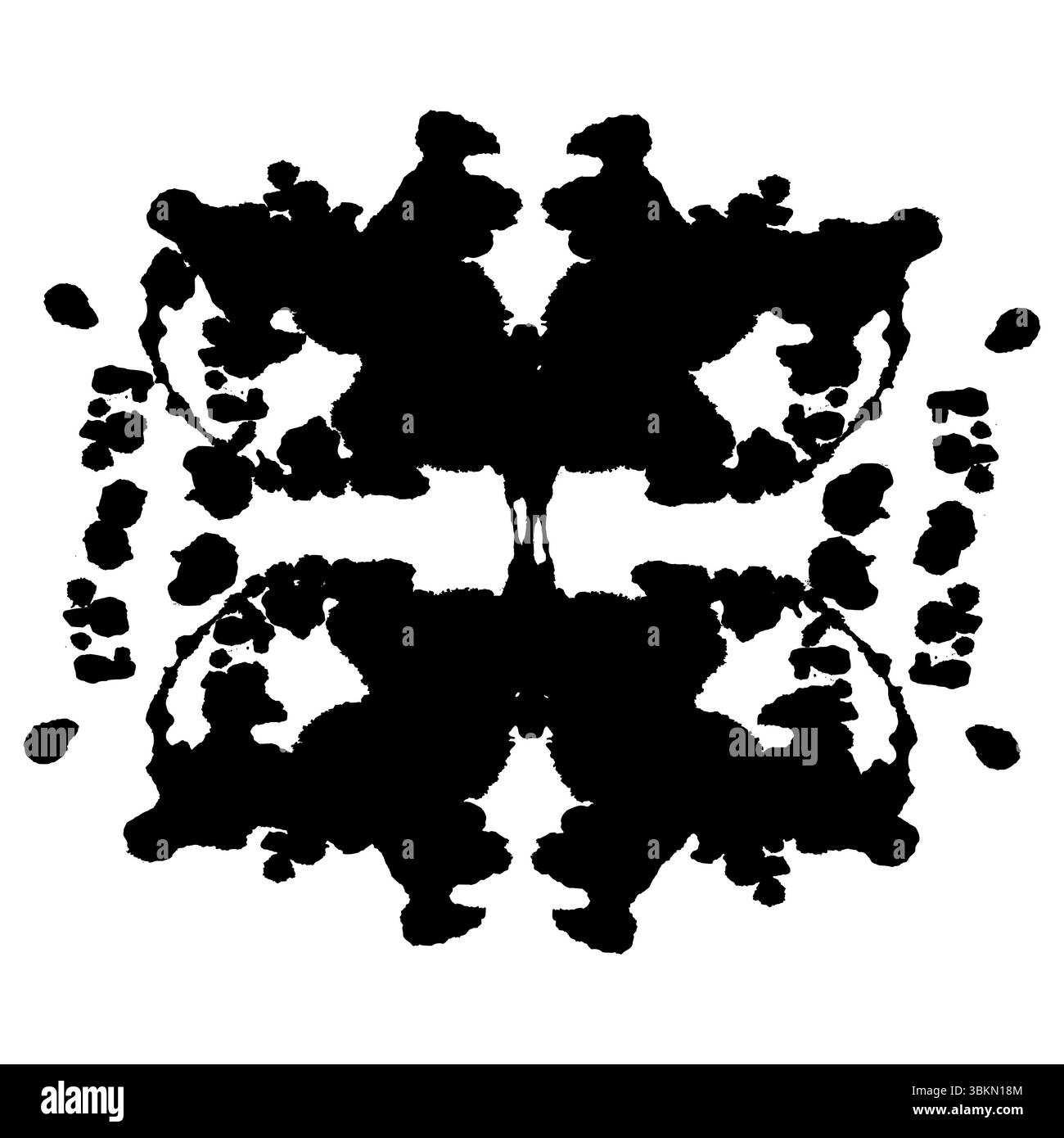 Rorschach black abstract splash. Ink symmetrical hand brushed design ...