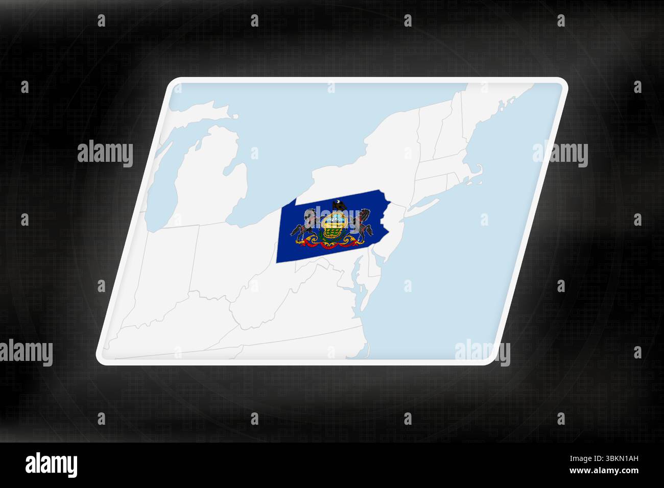 Pennsylvania Highlighted in Flag Colors on Geographic Map. Modern Map ...