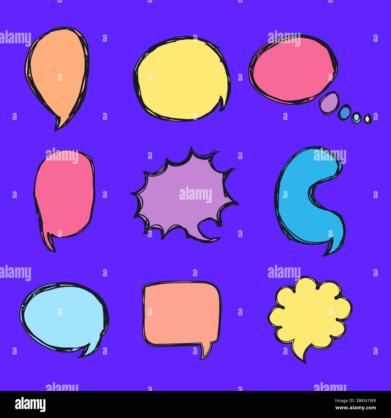 Hand drawn chat bubble. Frames for selecting text. Speech frames in ...