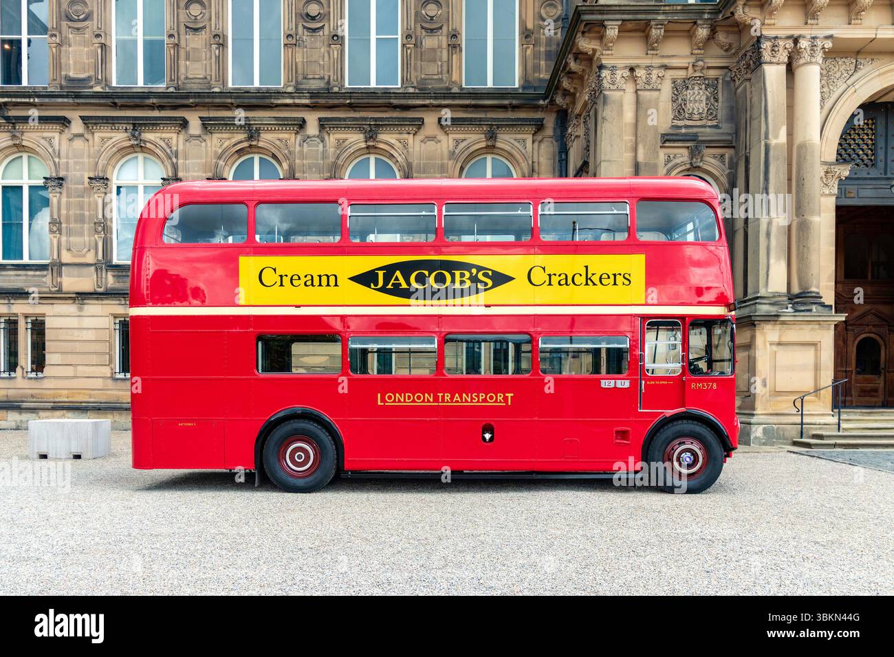 side view Classic vintage red London Routemaster double-decker bus ...