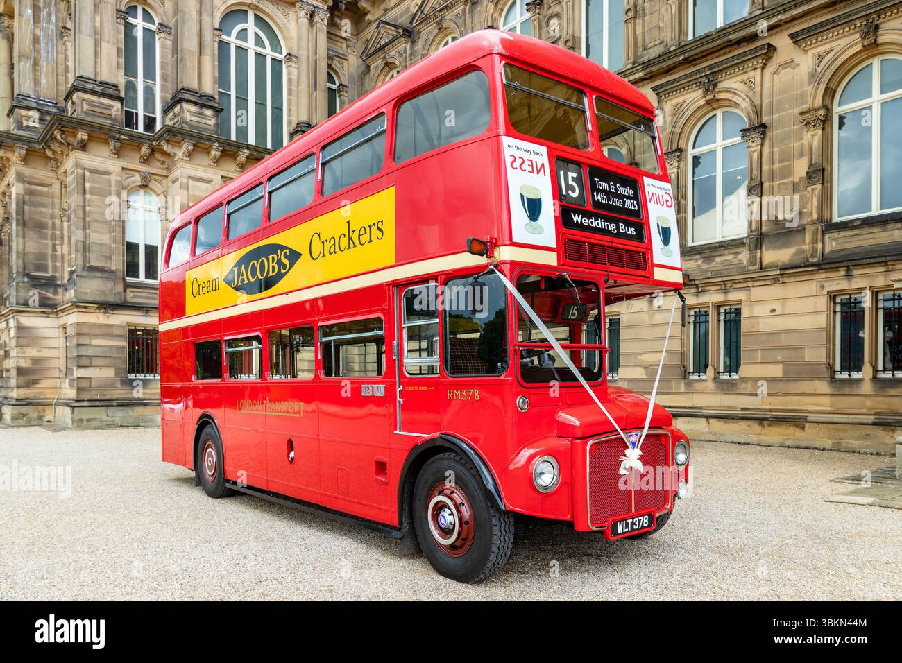 Classic vintage red London Routemaster double-decker bus parked in ...