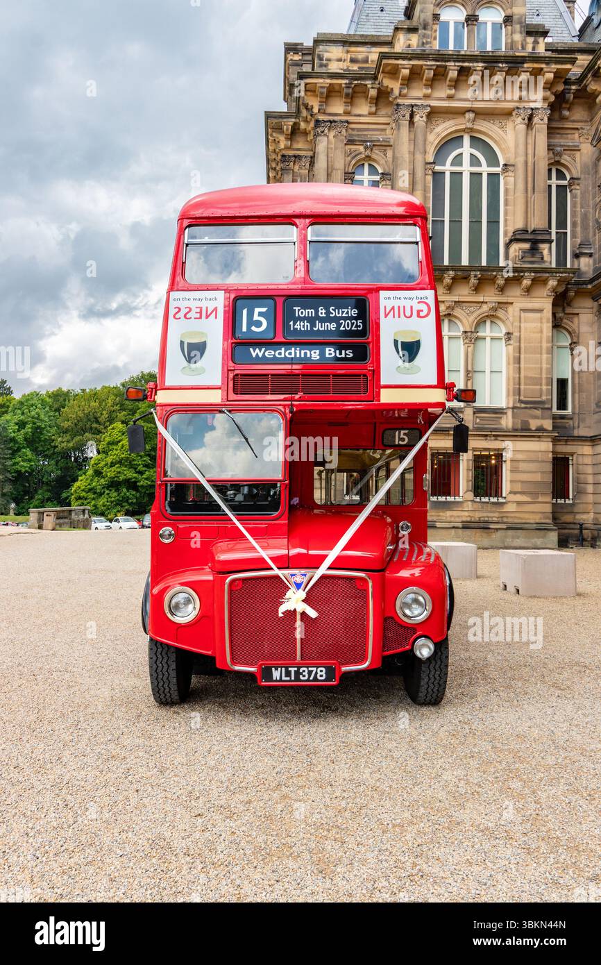Classic vintage red London Routemaster double-decker bus parked in ...
