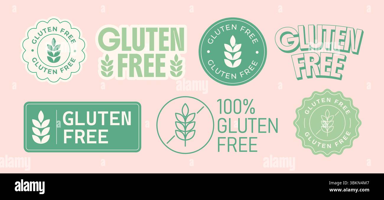 Gluten free labels and badges with wheat in minimal style. Modern ...