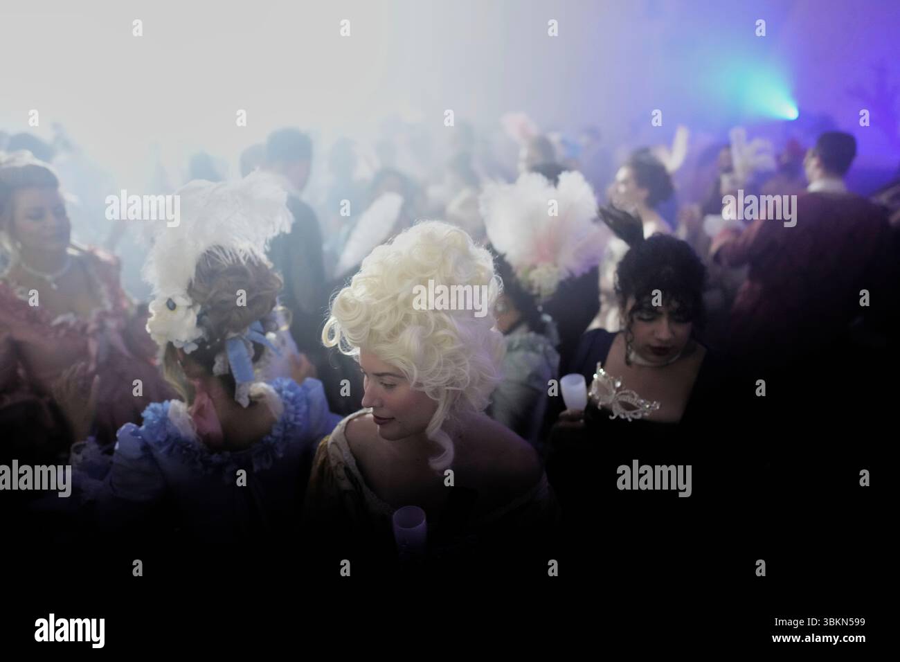 Costumed guests dance during the Great Masked Ball in the Orangerie of ...