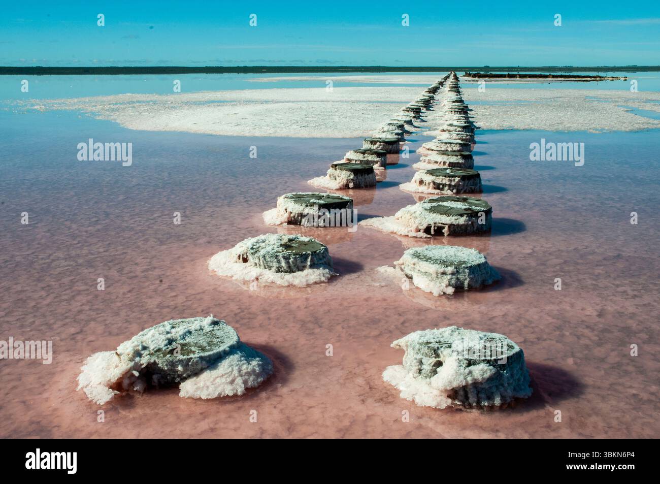 Historical remains of old salt exploitation, Salinas Grande, La Pampa ...