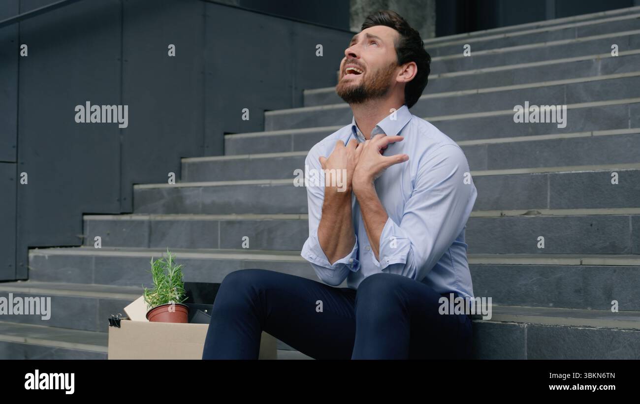 Stressed upset suffering middle-aged man sad male talking yelling to ...