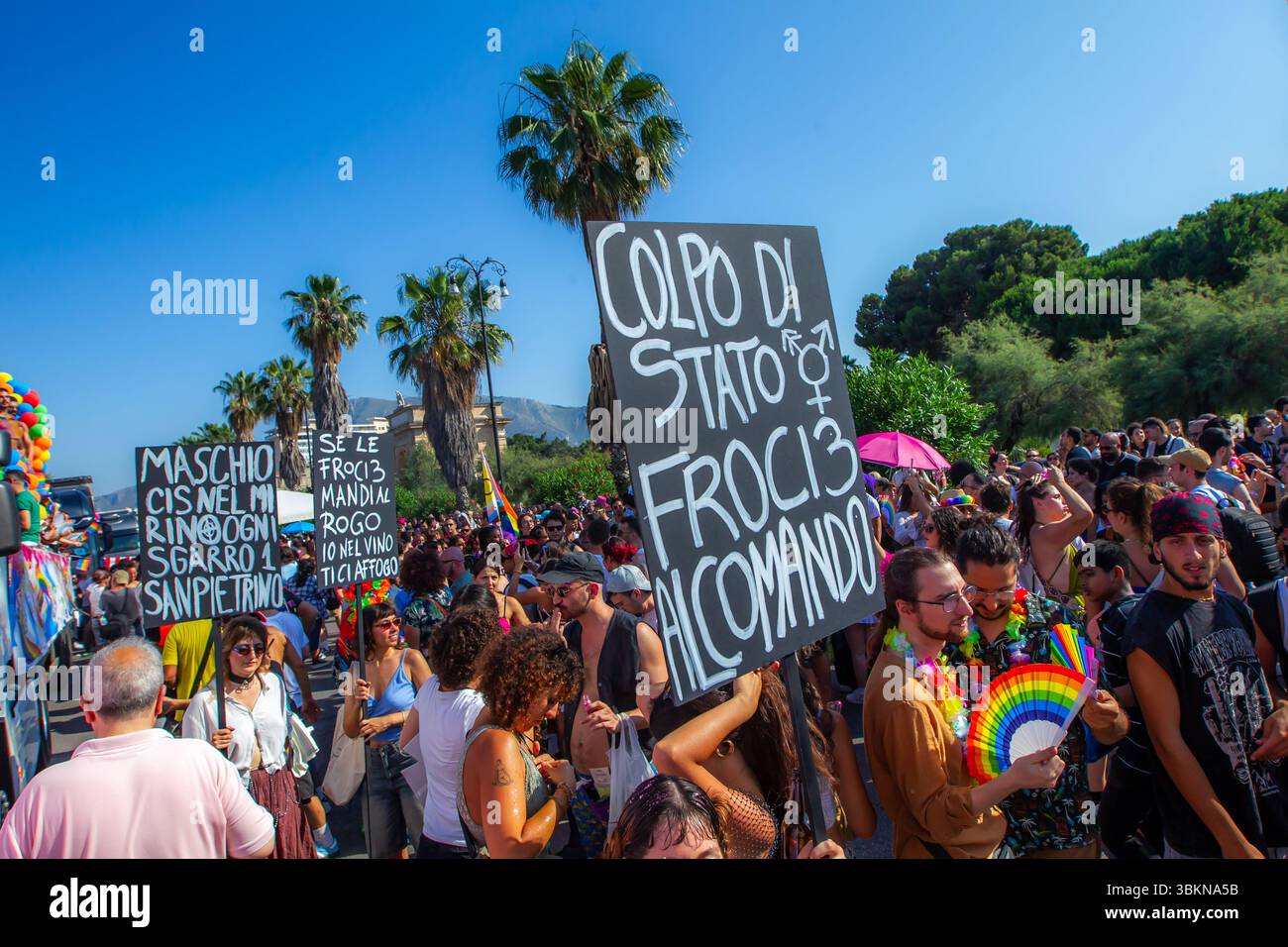 Palermo, Italy. 21st June, 2025. Palermo Pride 2025: thousands march in ...