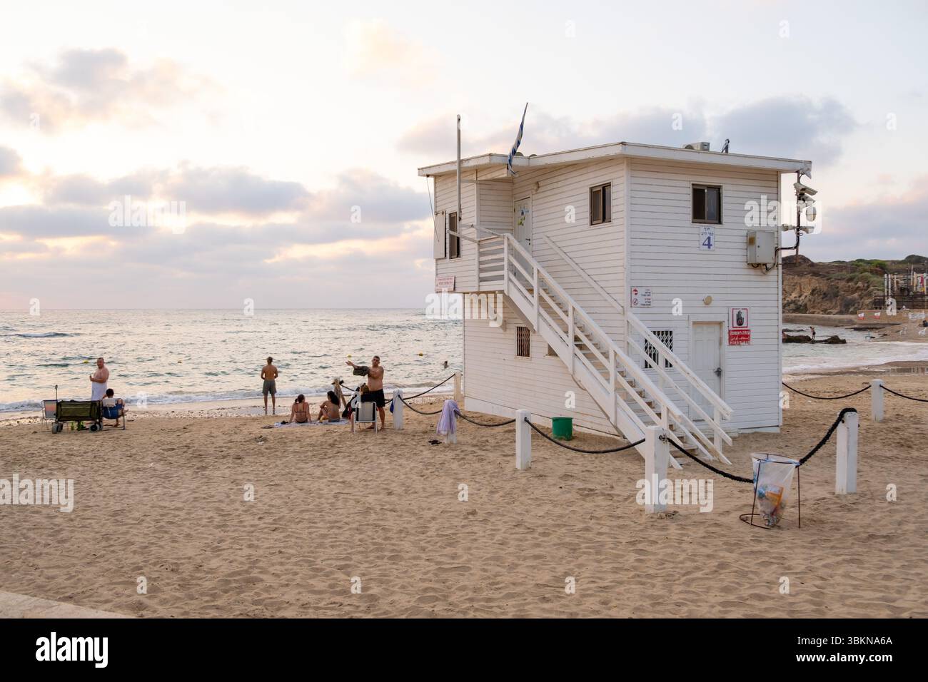 Israel, Hadera Beach, 21 June, 2025, People Swim and Relax on the beach ...