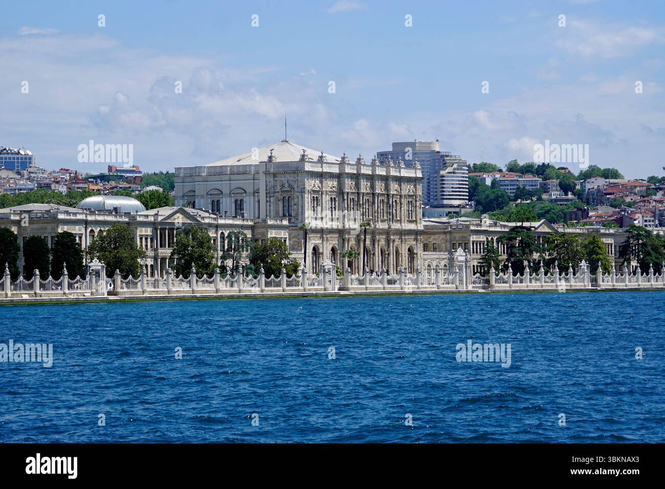 Dolmabahce Palace overlooks Bosphorus waterfront in istanbul Stock ...