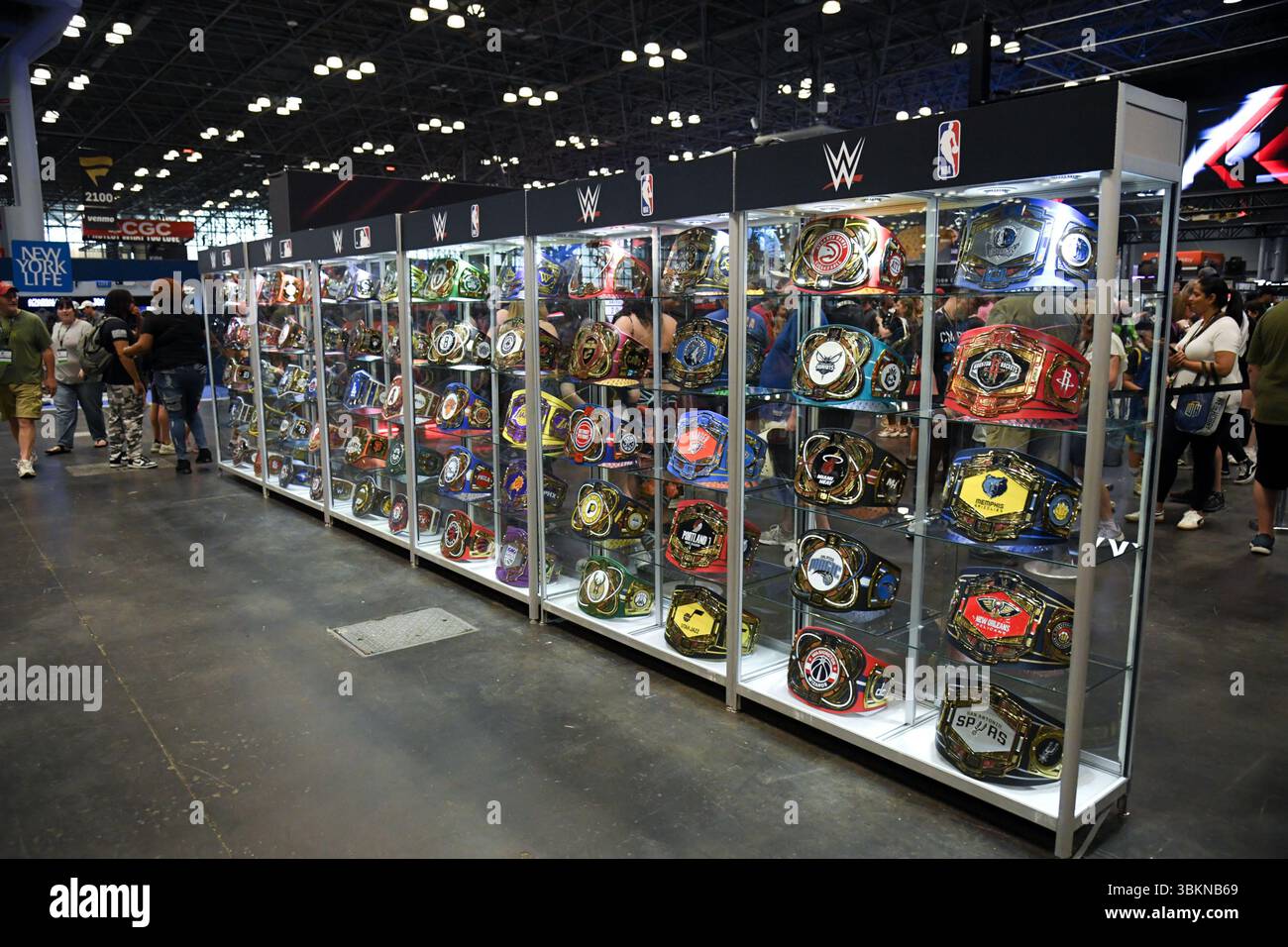 Sports team belts are displayed day 2 of the 2025 Fanatics Fest NYC ...