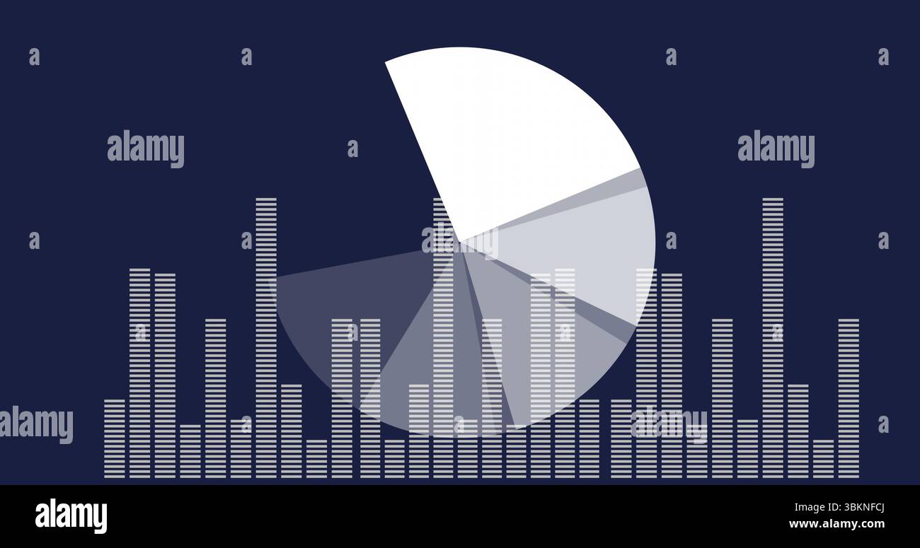 Displaying translucent pie chart on dark blue canvas, showing white ...