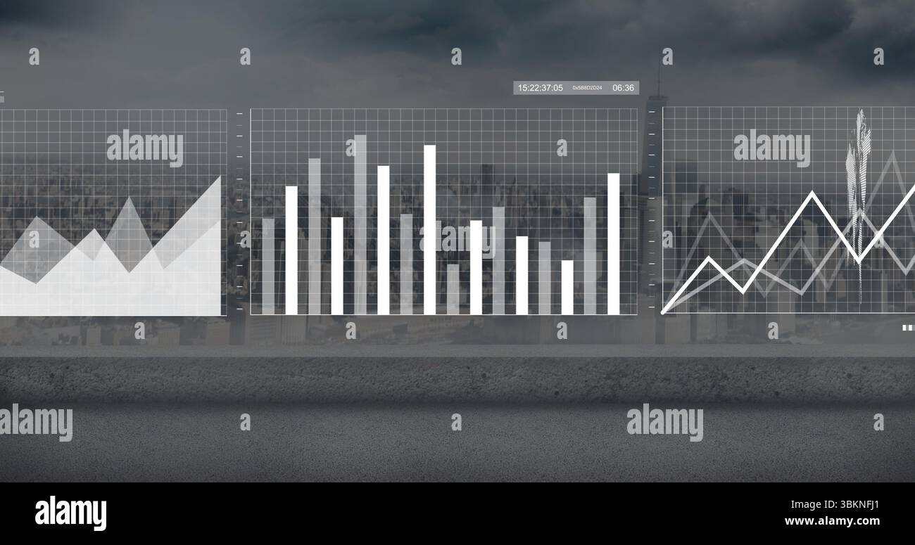 Digital data overlay floating above hi-res stock photography and images - Alamy