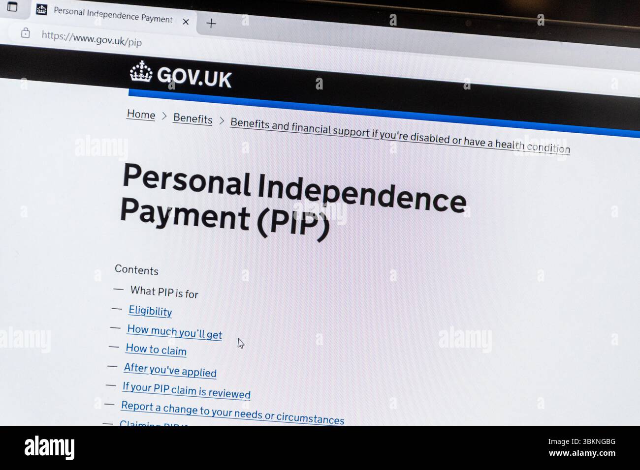 Gov.uk website page about Personal Independence Payment (PIP) in 2025 ...