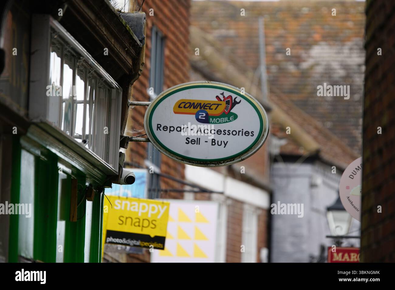 Outdoor display of store and business signs hi-res stock photography ...