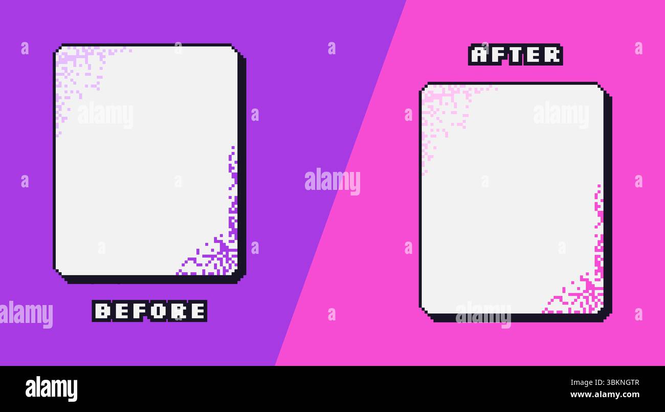 Before and after pixel game template. Rectangle frames for photo ...