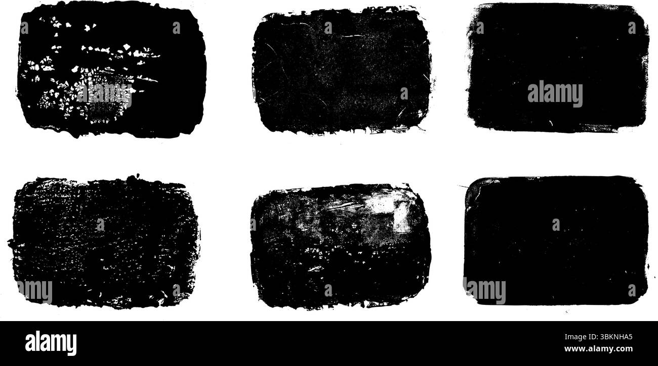 Quotation ink grunge set. Rectangle callout frames. Linocut rolled ...