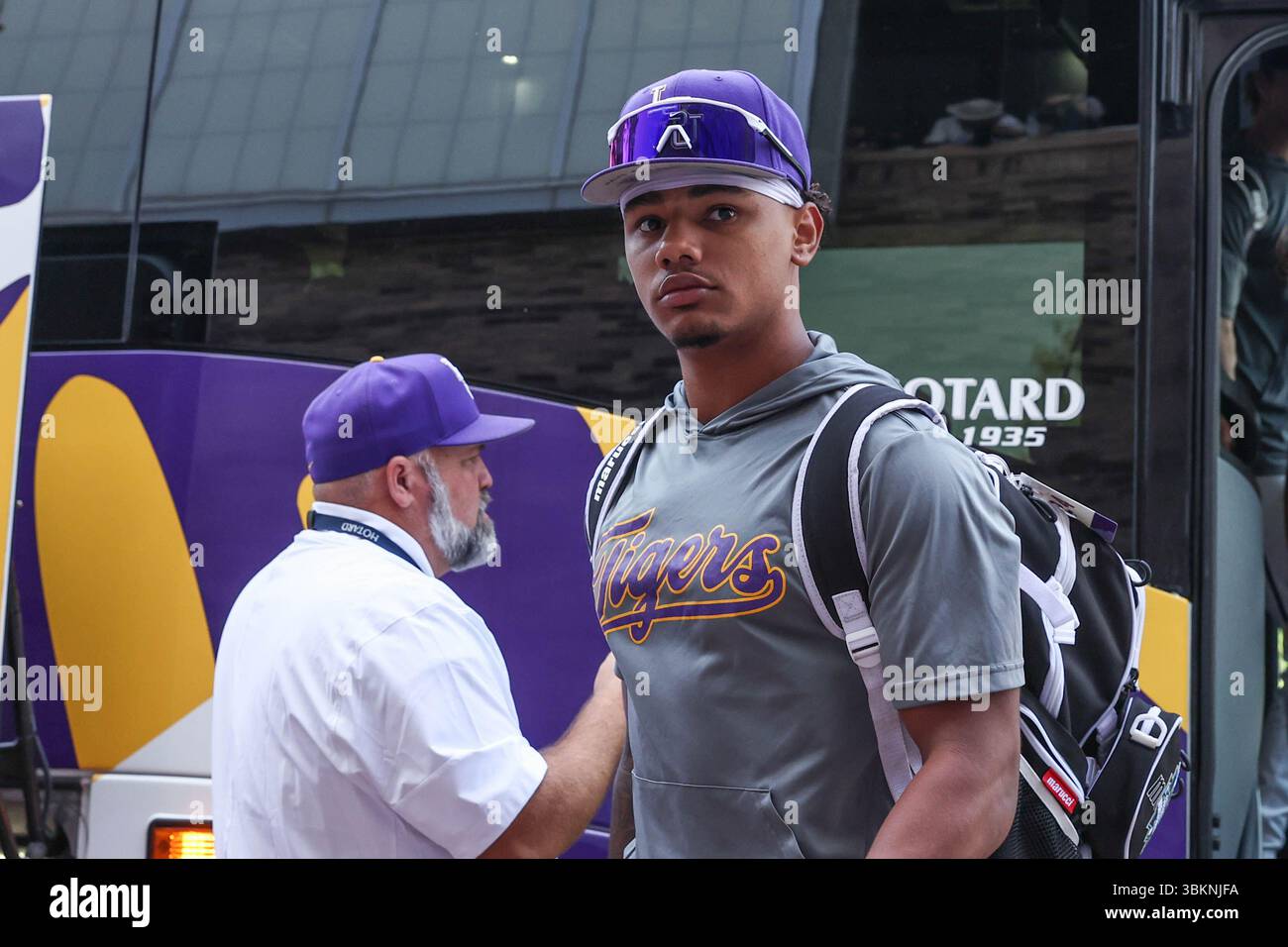 June 22, 2025: LSU's Anthony Eyanson (24) arrives at the stadium prior ...