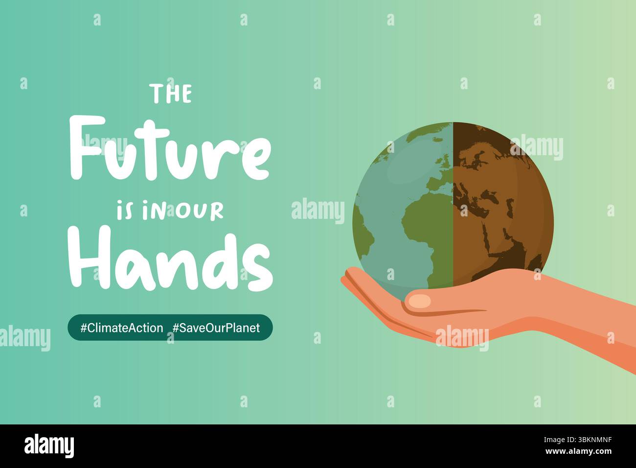 Earth Day Poster with Hand Holding Globe. Save Planet, Global Warming ...