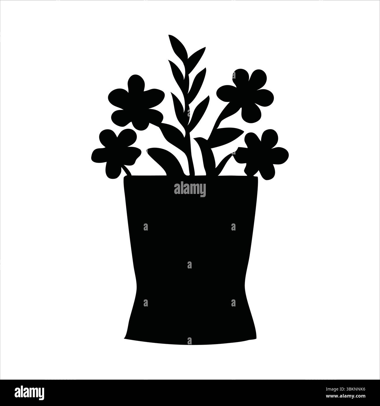 Flower Vase Silhouette - Floral Arrangement Vector Stock Vector Image ...