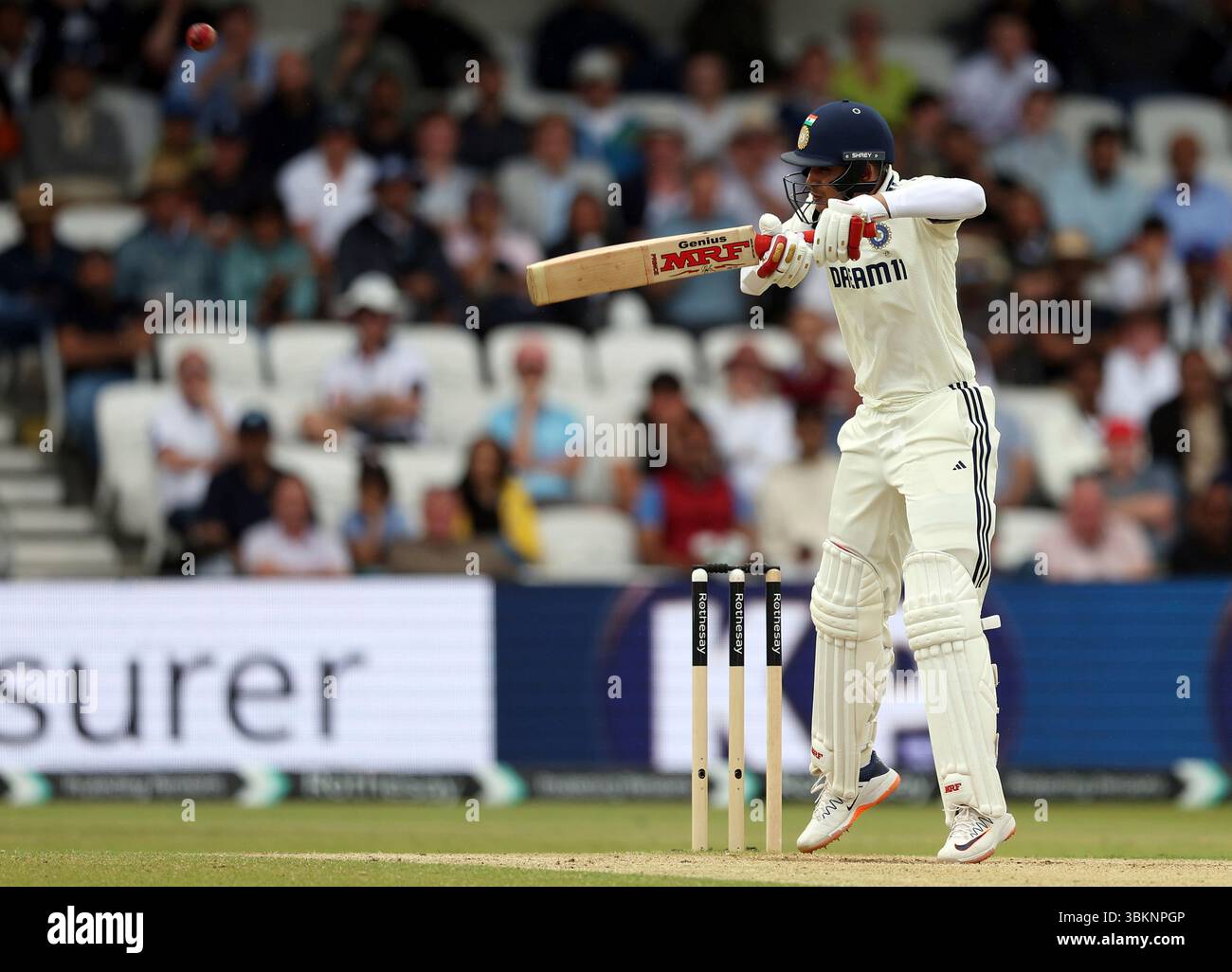 India's captain Shubman Gil plays a shot during day three of the first ...
