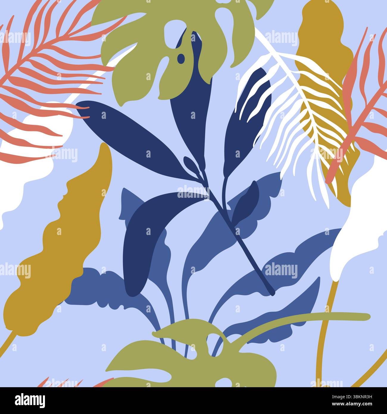 Summer background with bright tropical plants. Vector illustration ...