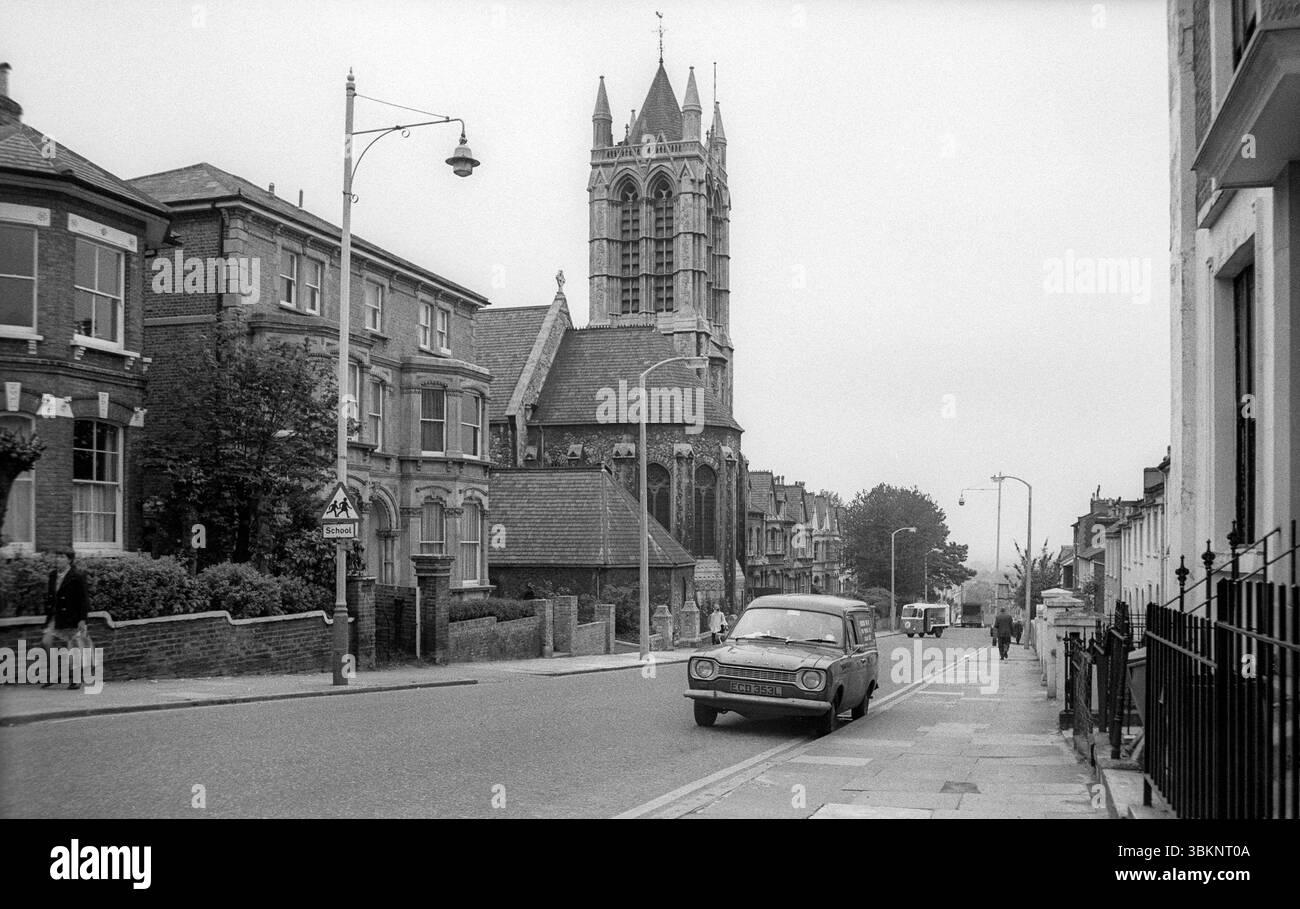 1975 black and white archive photograph of Christ Church in Gypsy Hill ...
