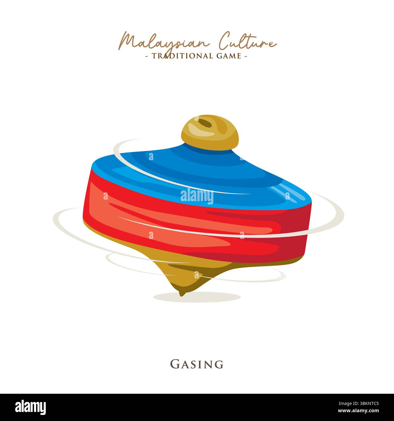 Vector illustration of Malaysian traditional game, Gasing. Gasing is ...